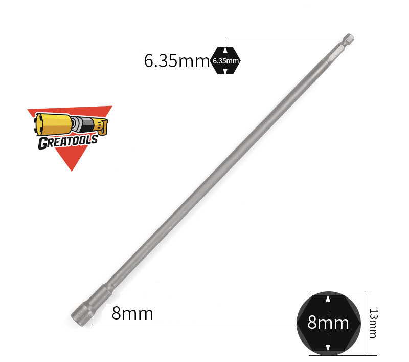 Бита с торцевой головкой 8*300мм, магнитная, сталь CrV, 1 штука, SGS