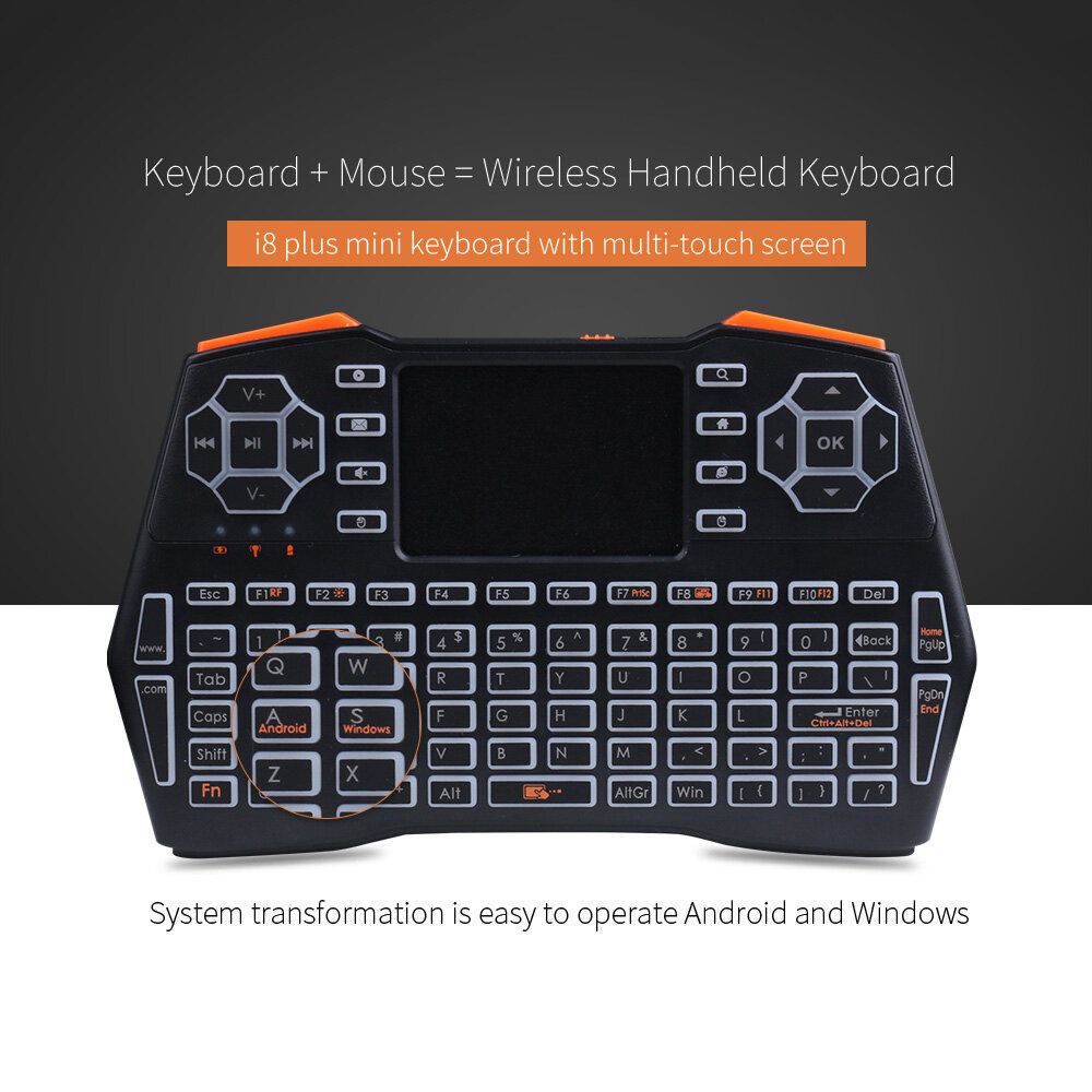 Мини беспроводная клавиатура с тачпадом, 2.4G, три цвета подсветки, для ТВ-бокса/планшета