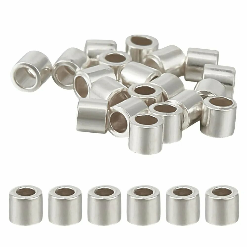 60 шт. бусины-трубочки из серебра 925 пробы, серебряные, 2x2 мм，（Рекомендуемые качественные продукты）