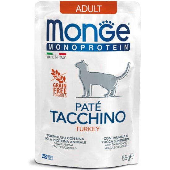 Влажный корм для взрослых кошек Monge Cat Monoprotein из индейки 85 г