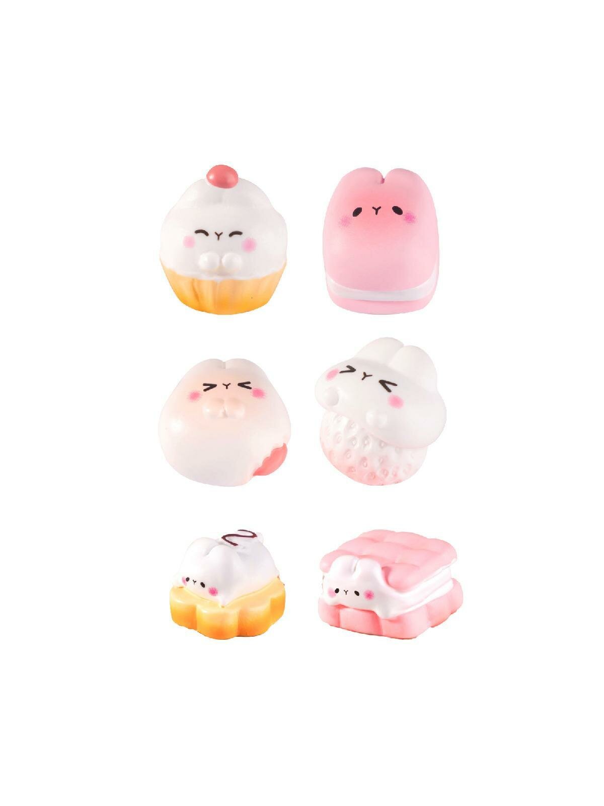 Набор из 6 миниатюрных фигурок из десертной смолы с мультяшными кроликами, настольные украшения своими руками для детей и взрослых