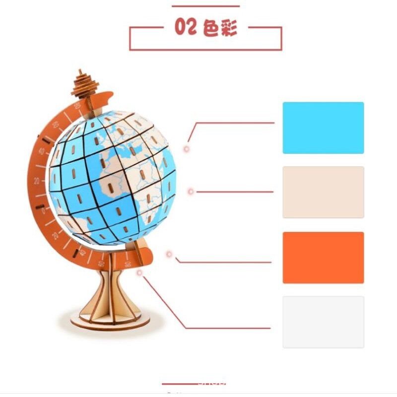 3D деревянная головоломка DIY игрушка: Сцена глобуса, обучающая игра для образовательных мероприятий