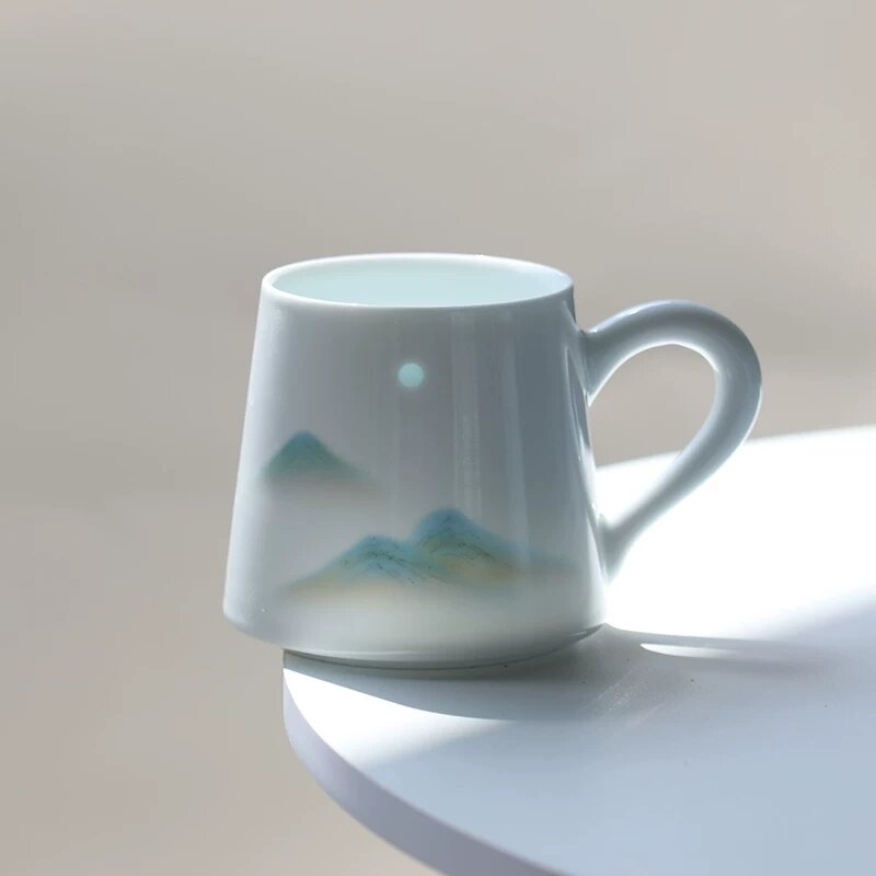 Полная Луна белый керамический стакан ручной работы для офиса или дома, повседневное использование, 8 унций