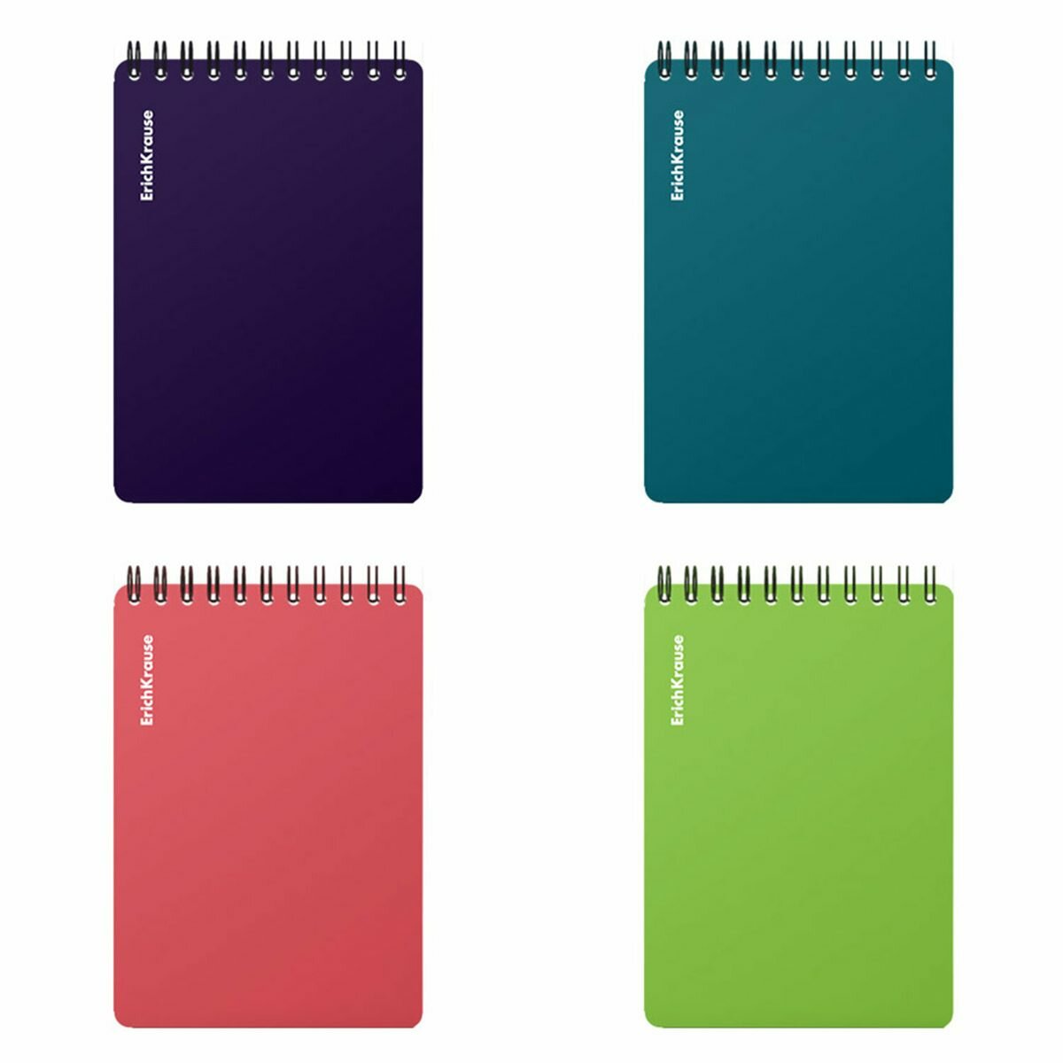 Блокнот малый формат А6, 102х146 мм, 80 л, спираль, пластик, клетка, ERICH KRAUSE, "Reef", 63649 (63649), 4 шт.