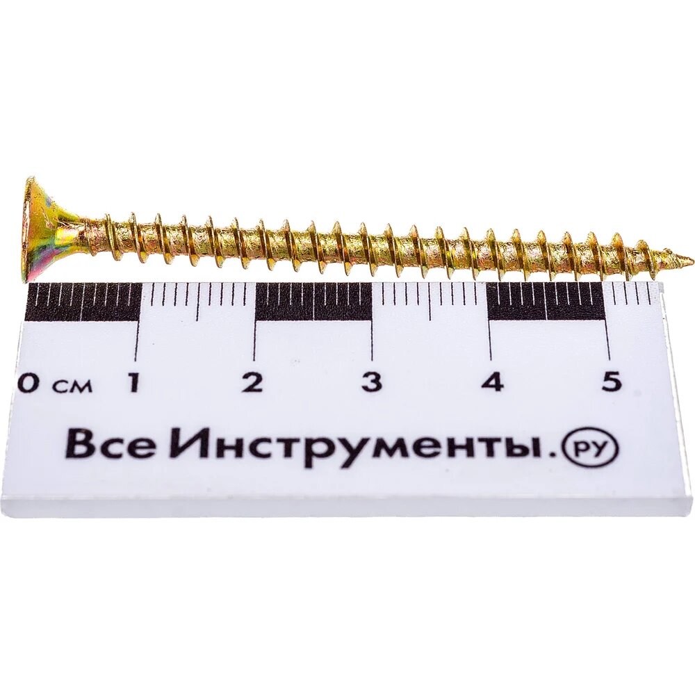 Саморез креп-комп POZY 250шт потайная головка, острый наконечник, желтопассивированное покрытие, шлиц — фото 1