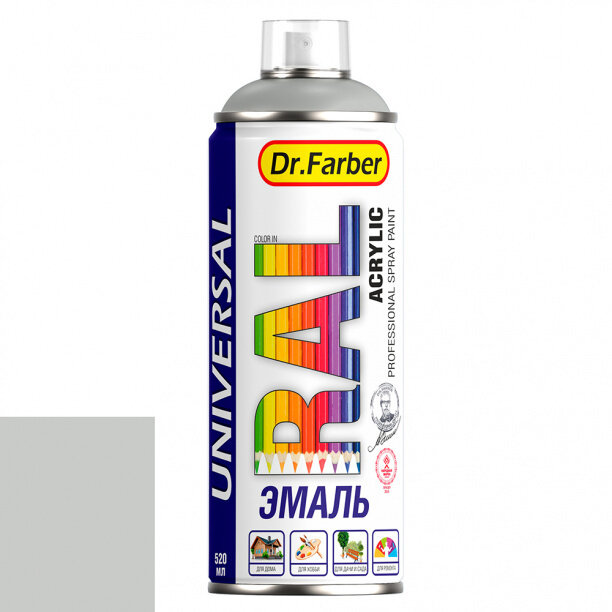 Эмаль-спрей универсальная Dr.Farber акриловая RAL 7035 глянцевая 270 г