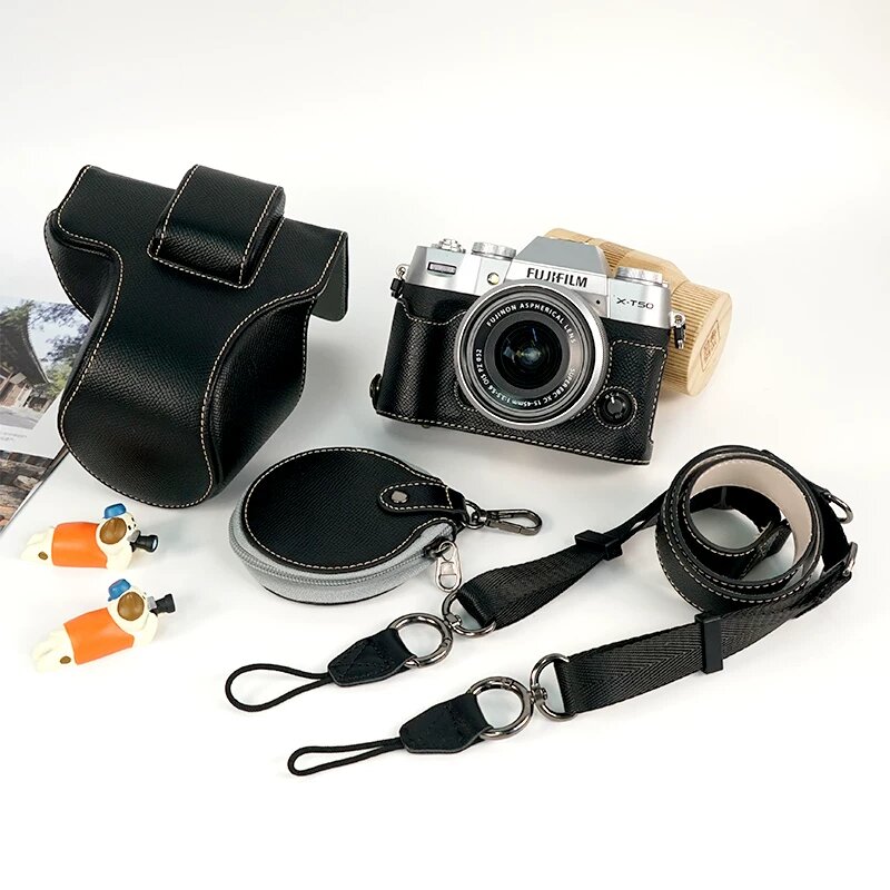 Suitable for Fuji Xt50 Protective Case, Xt50 Camera Bag, Genuine Leather Fuji Camera Protective Case Base, Vintage