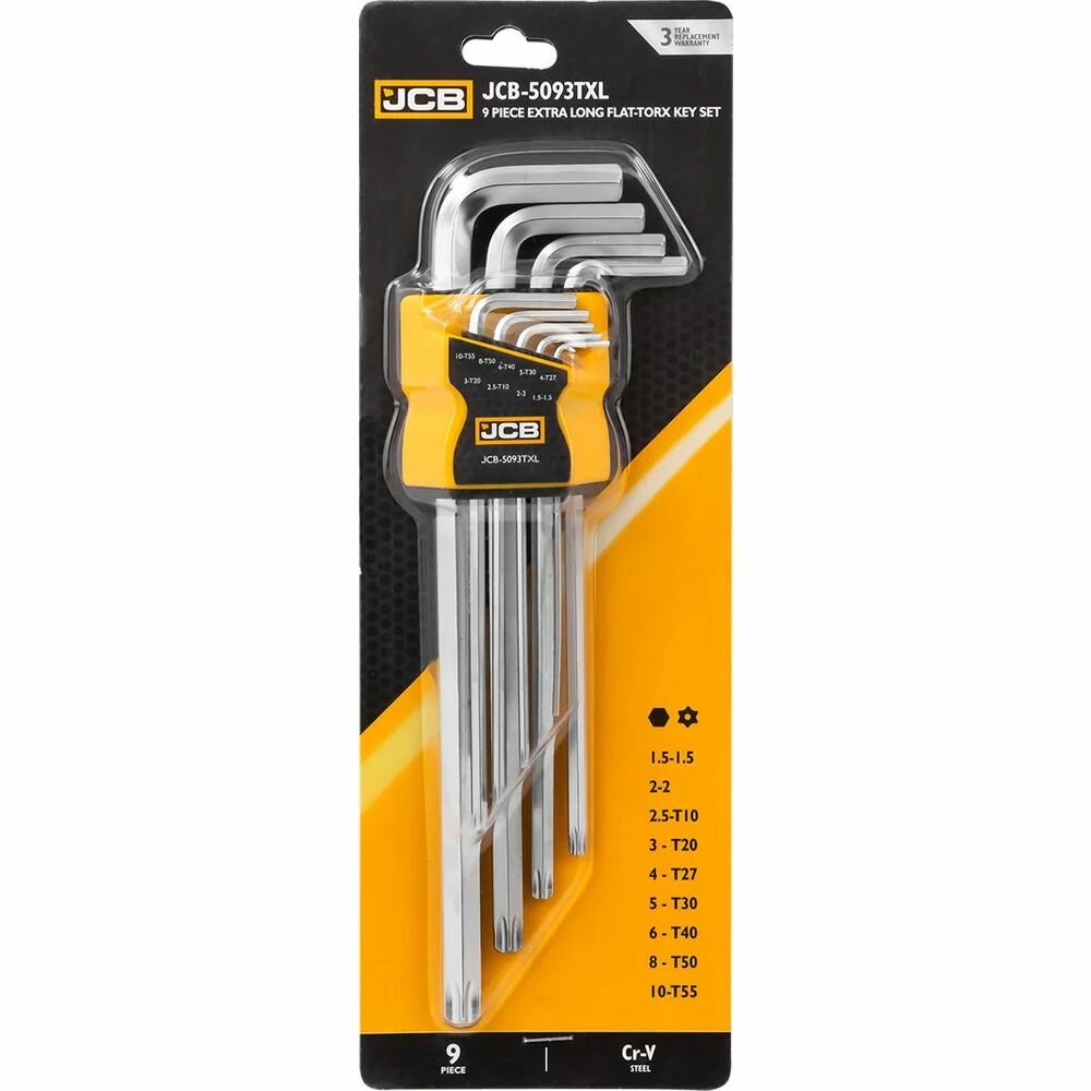 Набор ключей шестигранных экстрадлинных JCB JCB-5093TXL(60957)