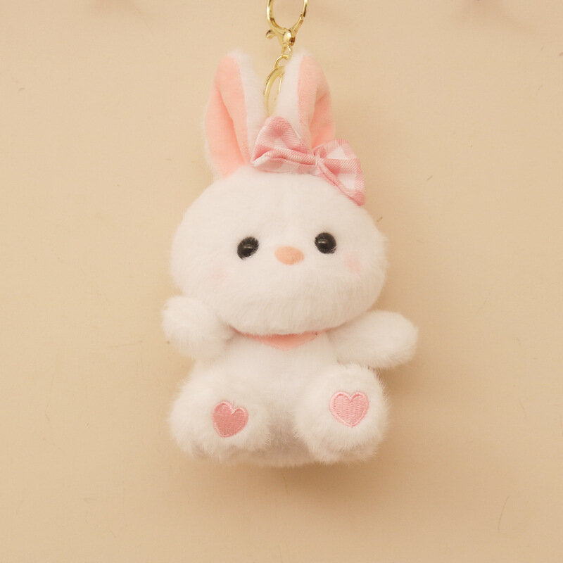 Милый брелок в виде кролика, плюшевая игрушка, кремово-белый брелок для сумки в виде кролика, брелок, кукла.