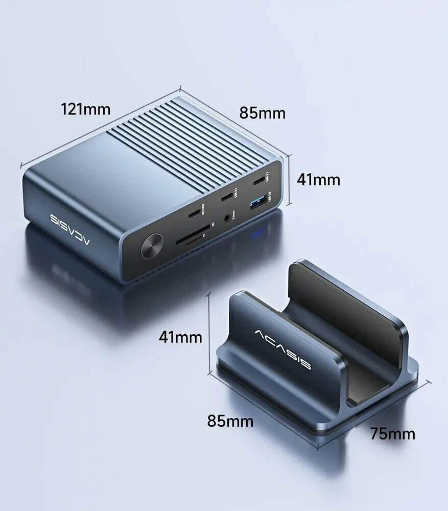 Док-станция Acasis 15 портов Type-C Hub 10 Гбит/с Type-C to HDMI 4K@60HZ PD100W For Macbook Pro Triple Display Expansion Dock