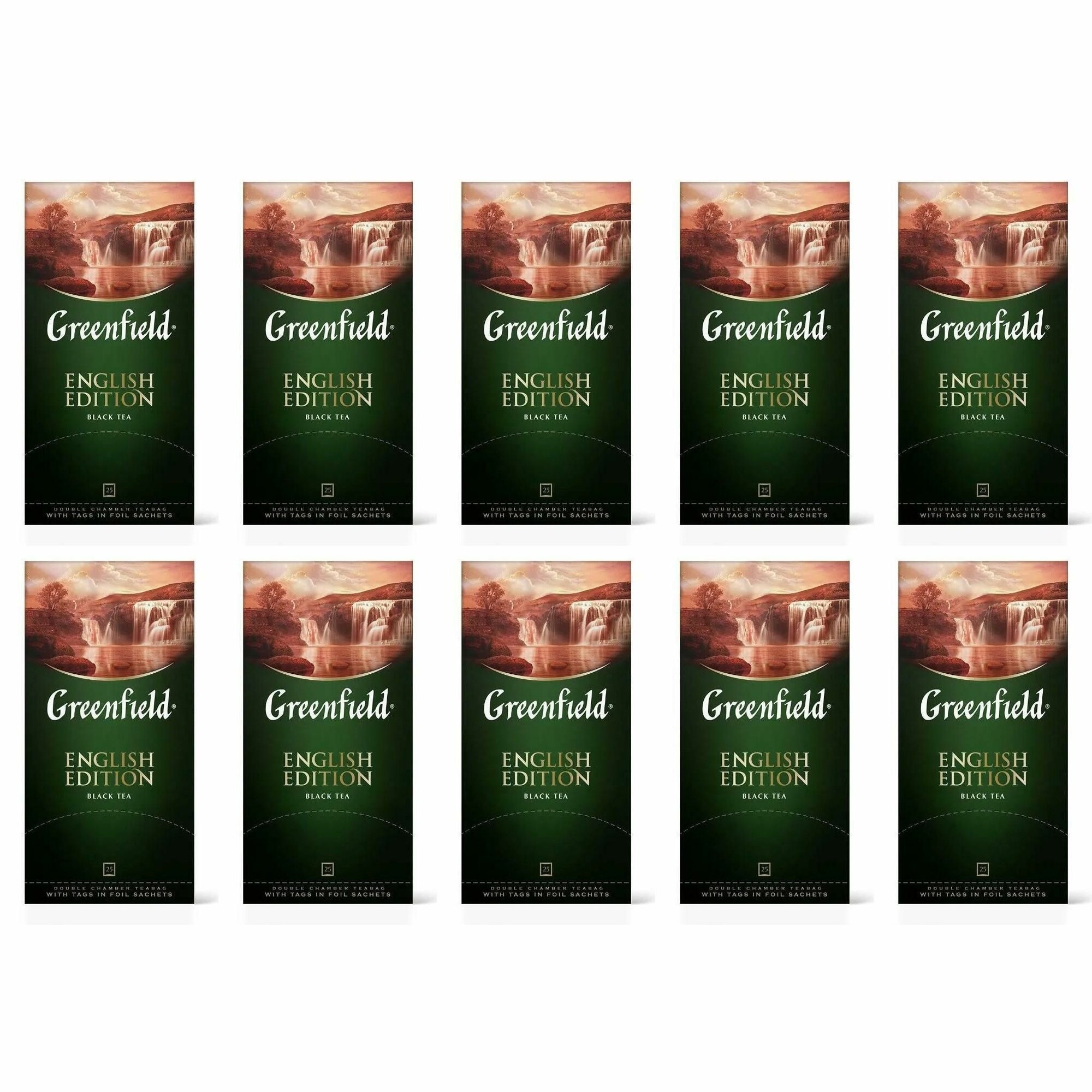 Greenfield Чай черный English Edition, 2 гр, 25 пакетиков, 10 уп/