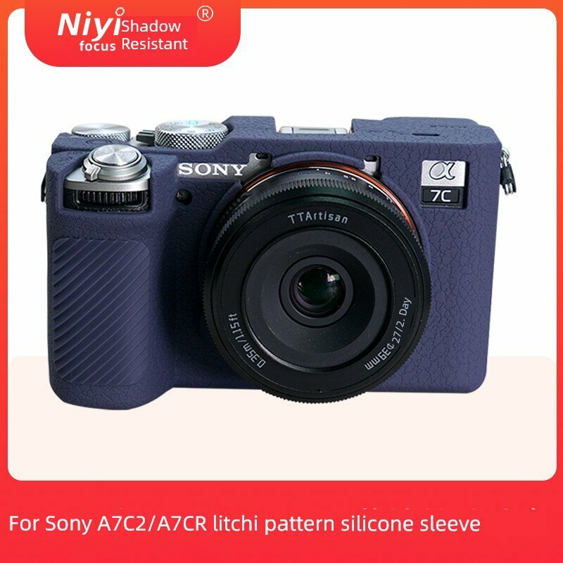 Силиконовый чехол с матовой текстурой для камеры Sony A7C2/A7CR в темно-синем цвете - защитный чехол