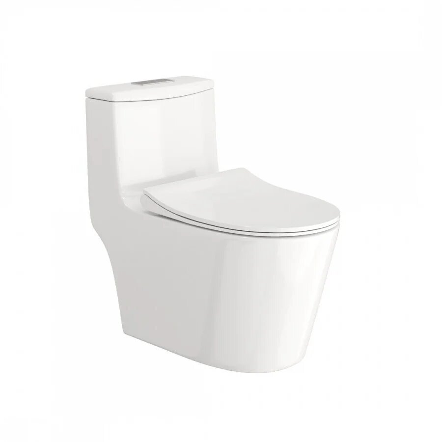 Унитаз-компакт напольный Maretti Florenza FL10MNBM17-844 с микролифтом, безободковый, антивсплеск, фарфоровый, белый, глянцевый, круглый, сиденье для унитаза в комплекте