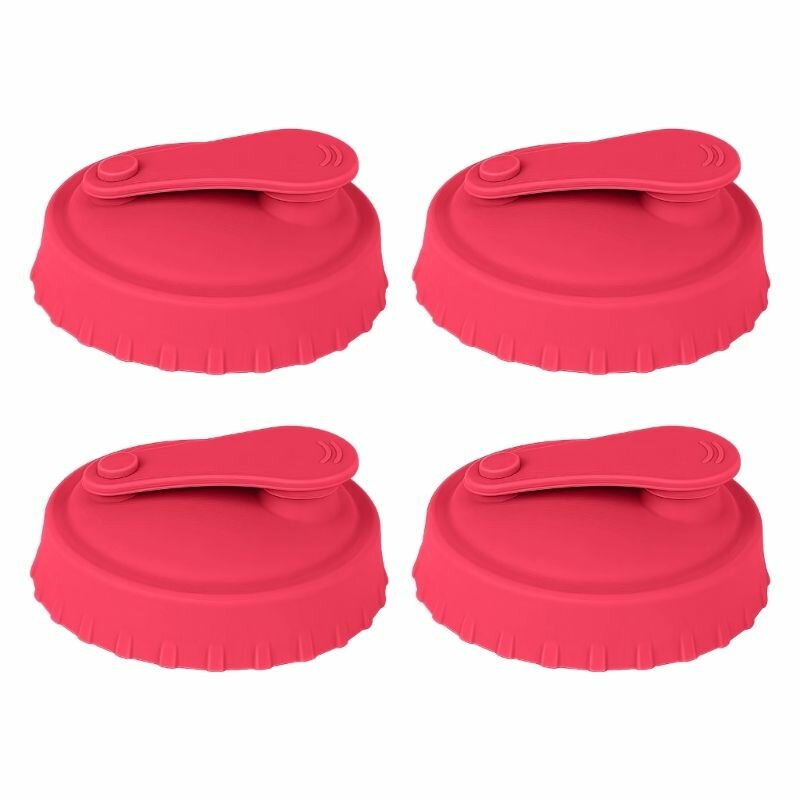 1 комплект из 4 силиконовых крышек для банок-розово-красный
