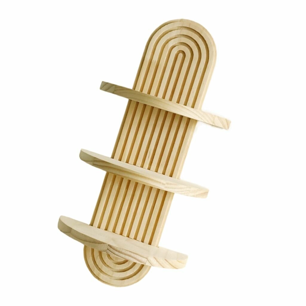 3-х ярусная арочная деревянная настенная полка для растений и книг экономия места