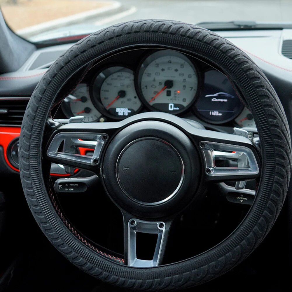 Автомобильный силиконовый чехол на руль, чехол на руль автомобиля, текстурированный Black