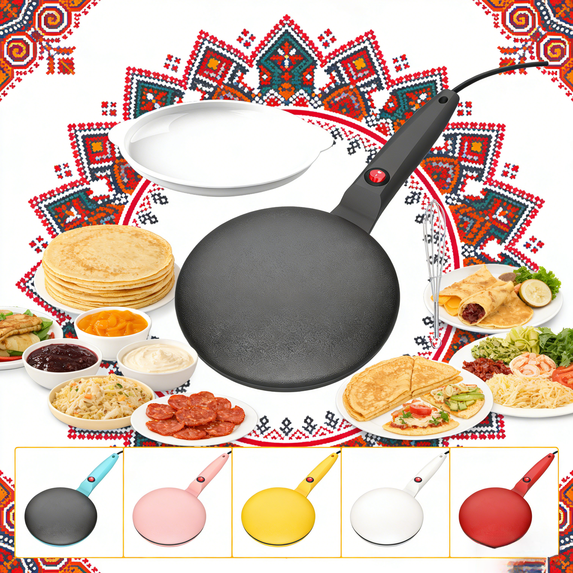 【Масленица 2026】Блинница 15 секунд - 2 в 1 (блины/гриль), антипригарная, 6 цветов, экономичная