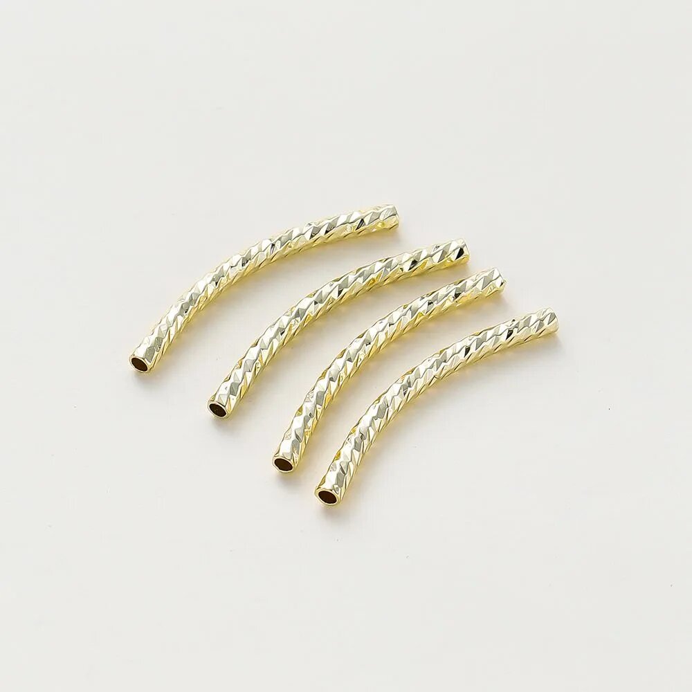 Бусины-трубочки, размер 2x35 мм, 14-каратное золото, материал медь, 20 шт.