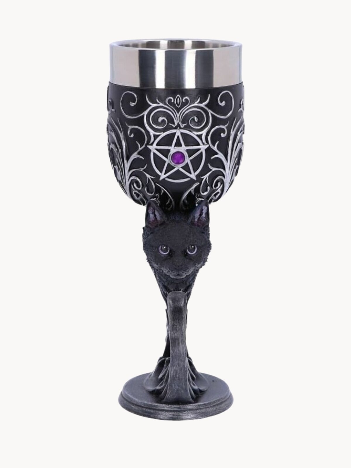 Эксклюзивный кубок To drink Черная кошка 200 мл для вина выполнен из металла и пластика в черном цвете