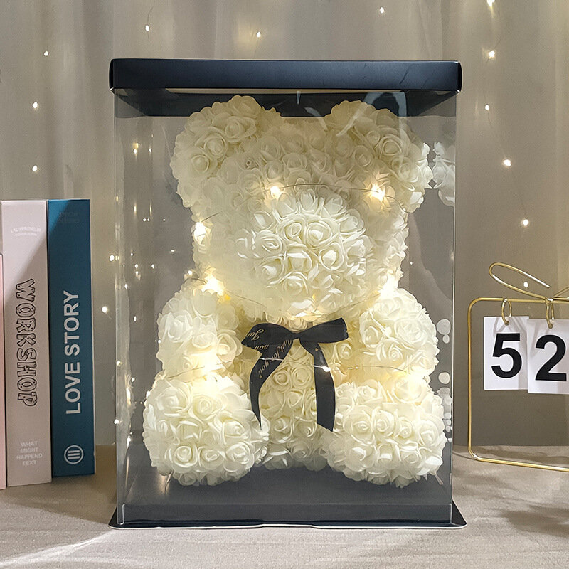 Вечный цветок розового медведя 520, подарок на День святого Валентина и фестиваль Циси для девушки, лучшего друга, подарок на день рождения, реалистичный PE, креативное украшение