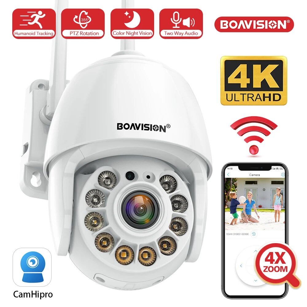 BOAVISION 8MP Уличная IP-камера 8MP 128GB 12V Power