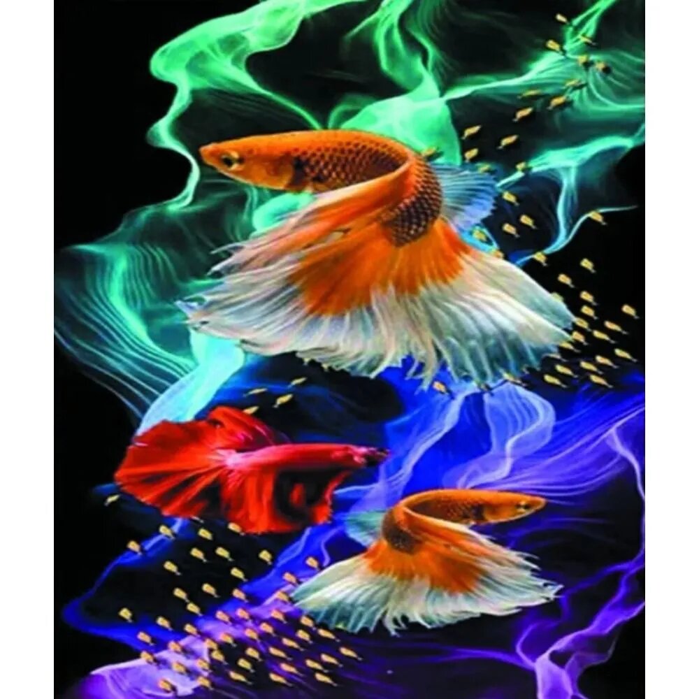 Алмазная Мозаика "Золотые Рыбки" 40x50 См Алмазная Вышивка / Картина Стразами Подарков / Украшения