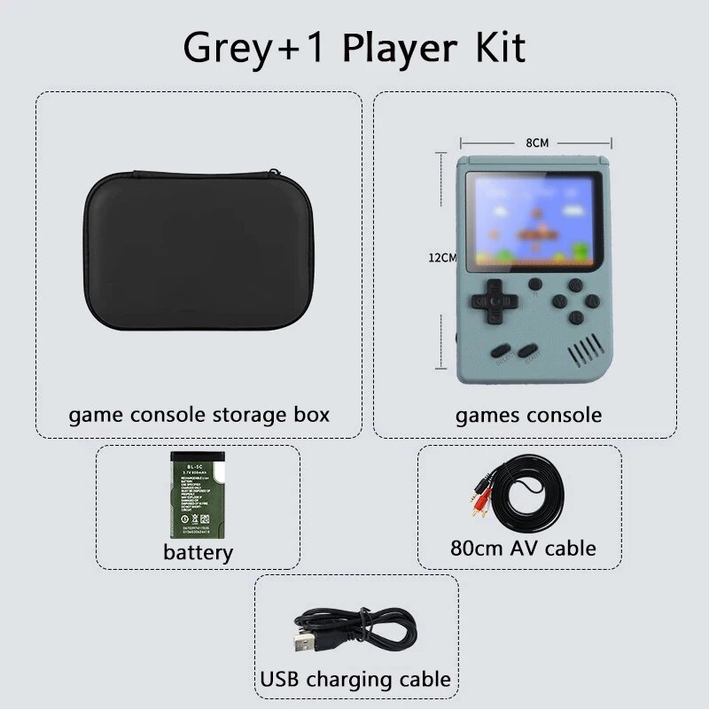 Ретро-консоль ONETOMAX 5" 500 игр, grey 1 Player Kit