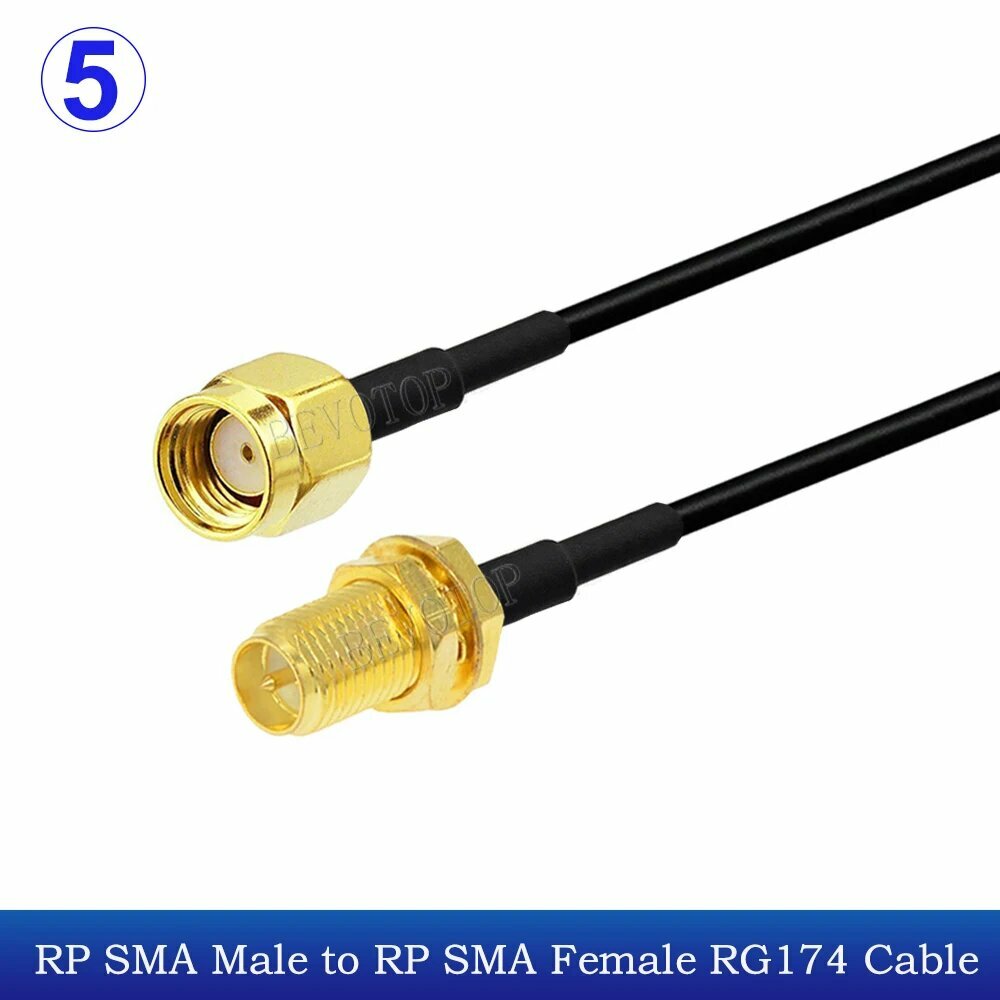 BEVOTOP RG174 SMA Male-Female WiFi Антенна Удлинитель 30CM, RP SMA M to RP SMA F