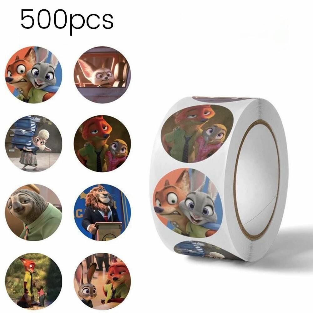 Наклейки стикеры в рулоне "Зверополис Zootopia" поощрительные, 25 мм, 500 шт