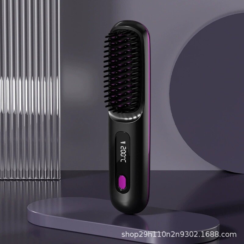 Новая перезаряжаемая беспроводная портативная LCD-расческа для выпрямления волос, электрическая расческа для укладки, выпрямитель для волос с отрицательными ионами, нагревательная расческа для кросс-бордерного использования