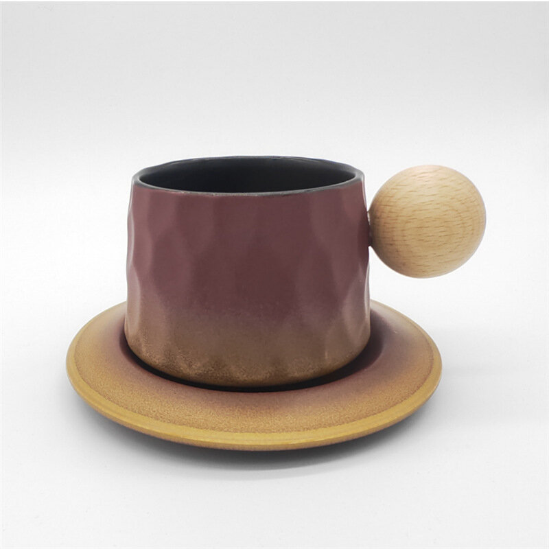 Керамический набор для офиса: чашка и блюдце, ретро простая кружка, офисный послеобеденный чай, высококачественная кофейная чашка с подставкой