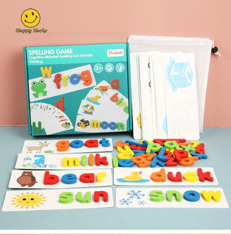 Дерево слово орфография игра английский 26 букв распознавания алфавита младенца младенца раннего образования головоломка монтессори головоломка ((красочный)