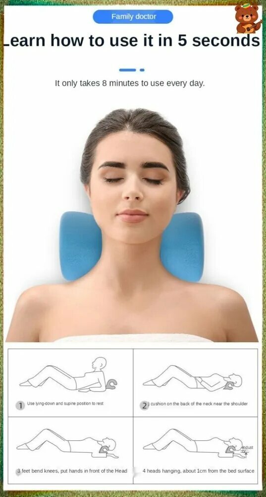 Растяжитель для шеи и плеч, растяжка для шейного отдела позвоночника, подушка для вытяжения