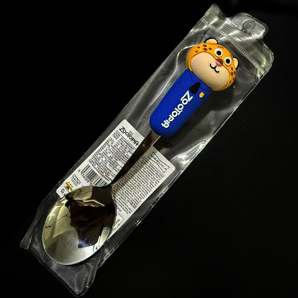 Силиконовая голова ложки и вилки Disney Winnie, нержавеющая сталь, детская ложка и вилка, фруктовая вилка, новая продукция, оптовая продажа ложек