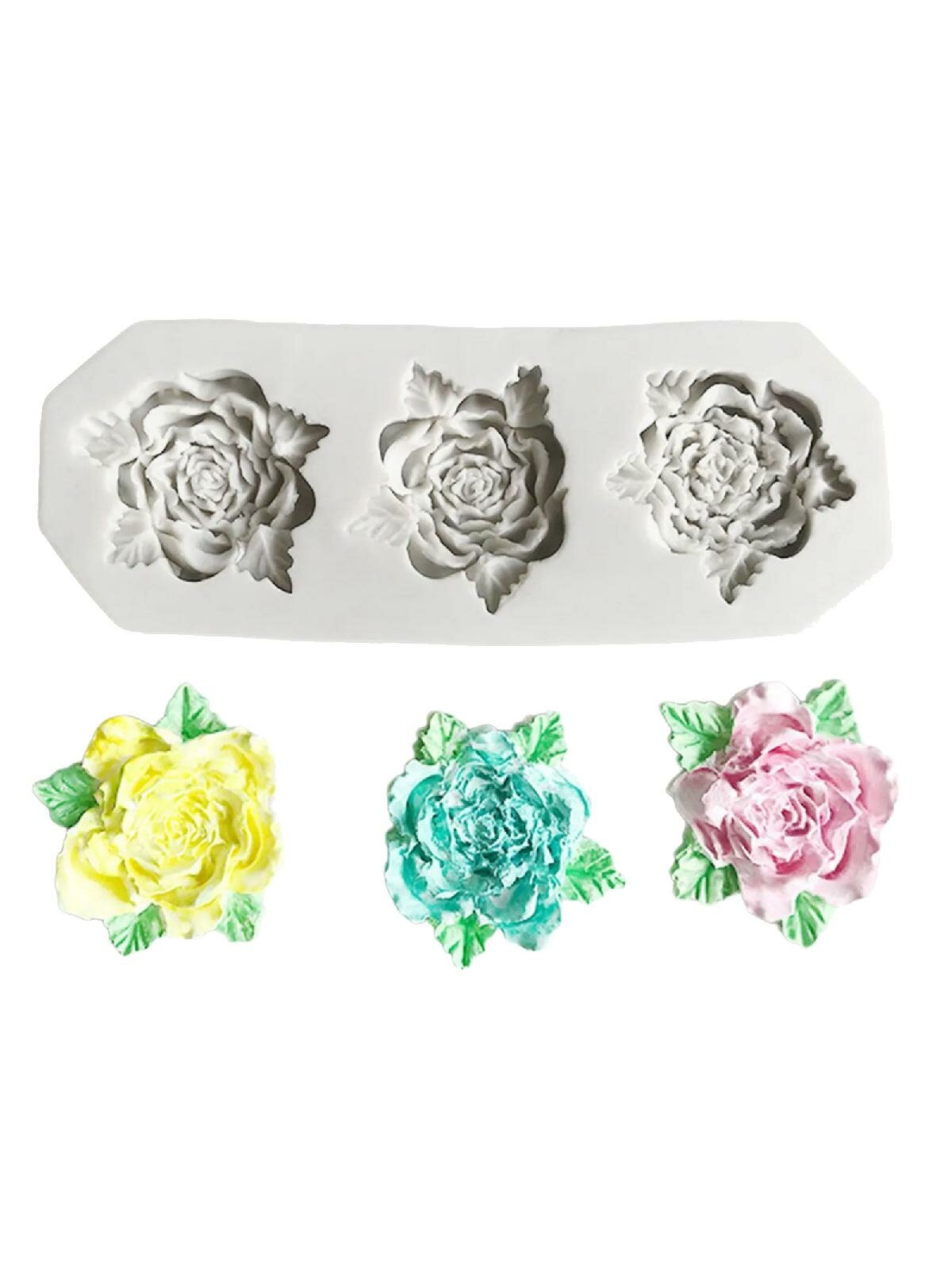 Силиконовые формы с 3 полостями, формы для цветов, формы для шоколада "Сделай сам" для украшения торта