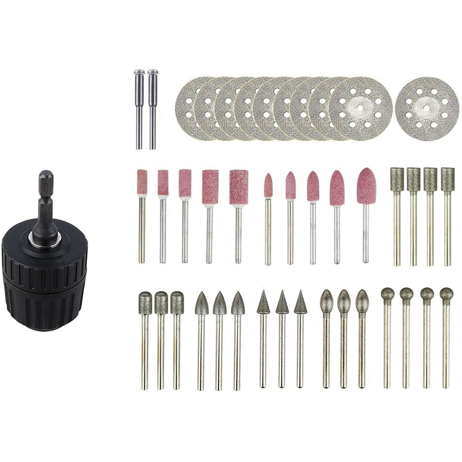 1x бесключевой патрон-конвертер 3/8 дюйма 24UNF + 1/4-дюймовый шестигранный хвостовик SDS адаптер 0,8-10 мм и 40 шт. вращающегося шлифовального инструмента