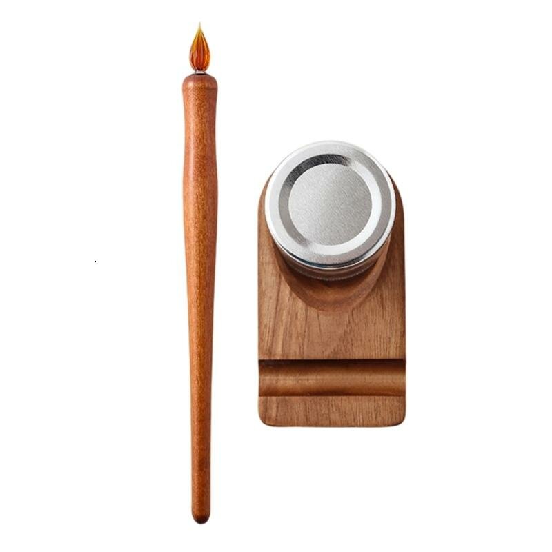 Деревянное перо с стеклянным наконечником для рисования