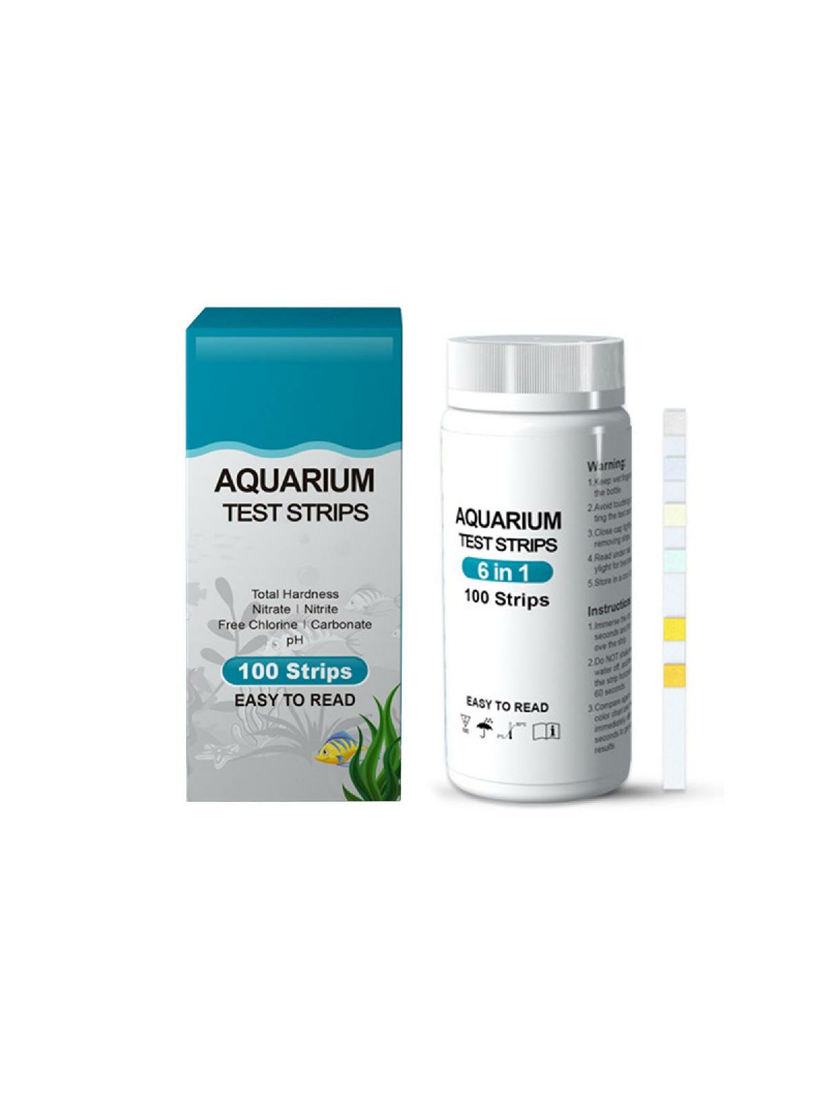 100шт Набор тест-полосок для аквариумных рыбок 6 в 1 для сохранения здоровья воды