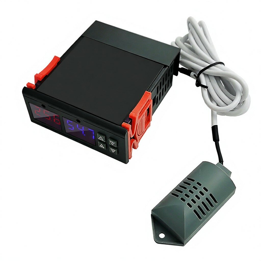 Контроллер температуры и влажности STC-3028 с цифровым дисплеем, переключатель для выращивания и инкубации, регулируемый измеритель температуры и влажности, термостат, 110-220V, черный, материал ABS, диапазон измерения температуры -40℃+110℃, влажности