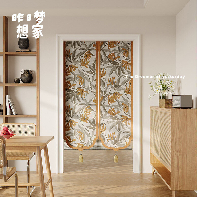 Новая китайская стильная занавеска в виде лотоса, китайская стильная блокирующая занавеска для дома, спальни, без сверления, перегородка, кухонная маслостойкая полузанавеска