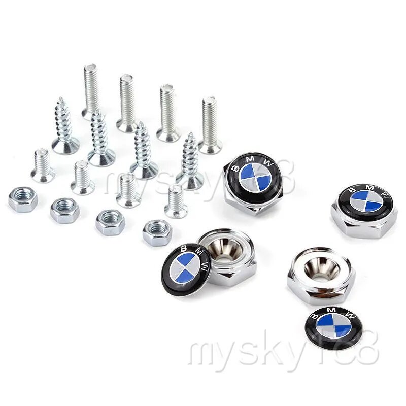 Болты крепления для рамки номерного знака автомобиля, комплект из 4 штук Серебро, M Performance BMW/БМВ
