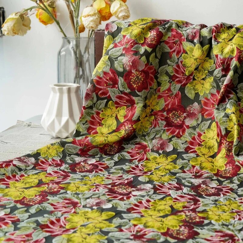 Красный, желтый цветной блок жаккардовая ткань 100% полиэстер 150 см