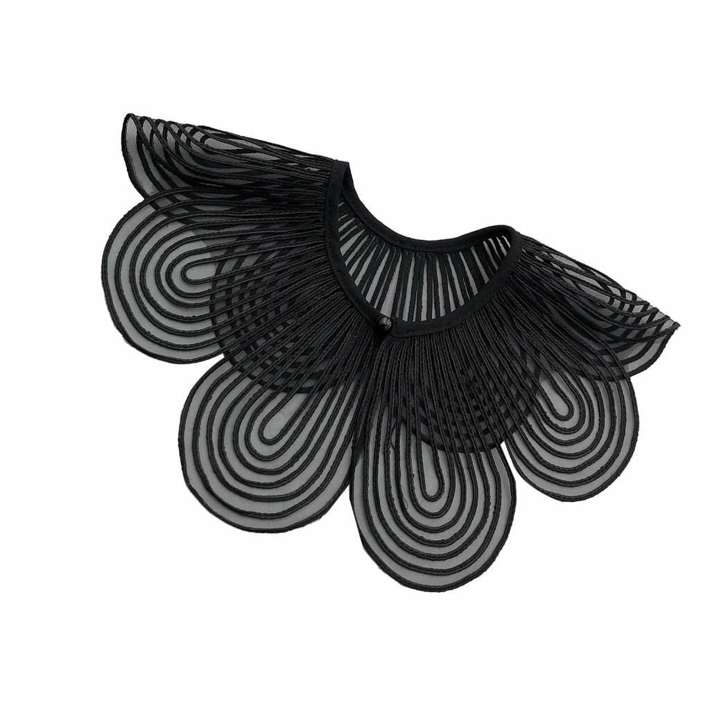 Вышитый воротник-накидка с жемчугом, - черный стиль номер один