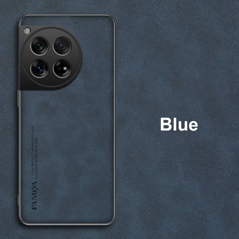 Чехол для OnePlus 12 12R, роскошный чехол для телефона из искусственной кожи для OnePlus Ace 3 5G OnePlus12 R, задняя крышка, матовый силикон, полная защита Blue, For OnePlus 12R