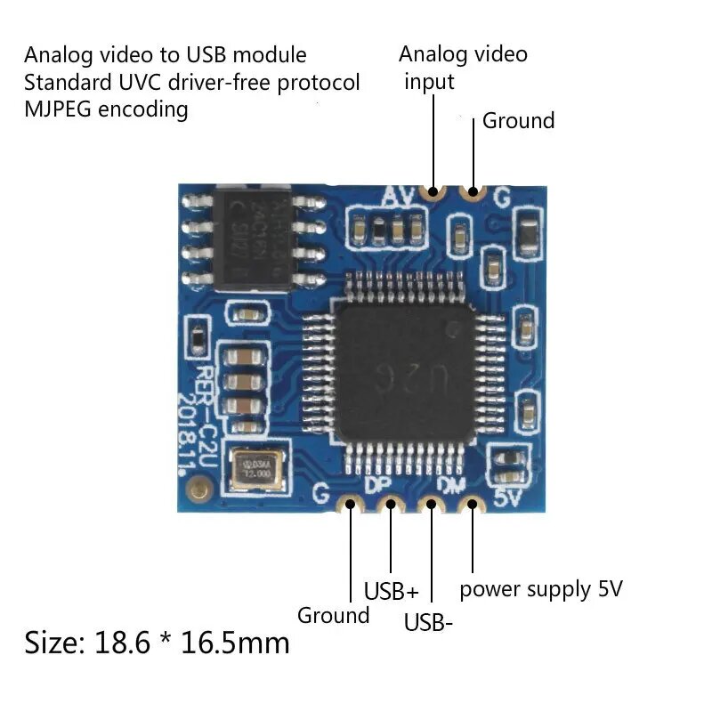Аналоговый видеомодуль CVBS в USB UVC
