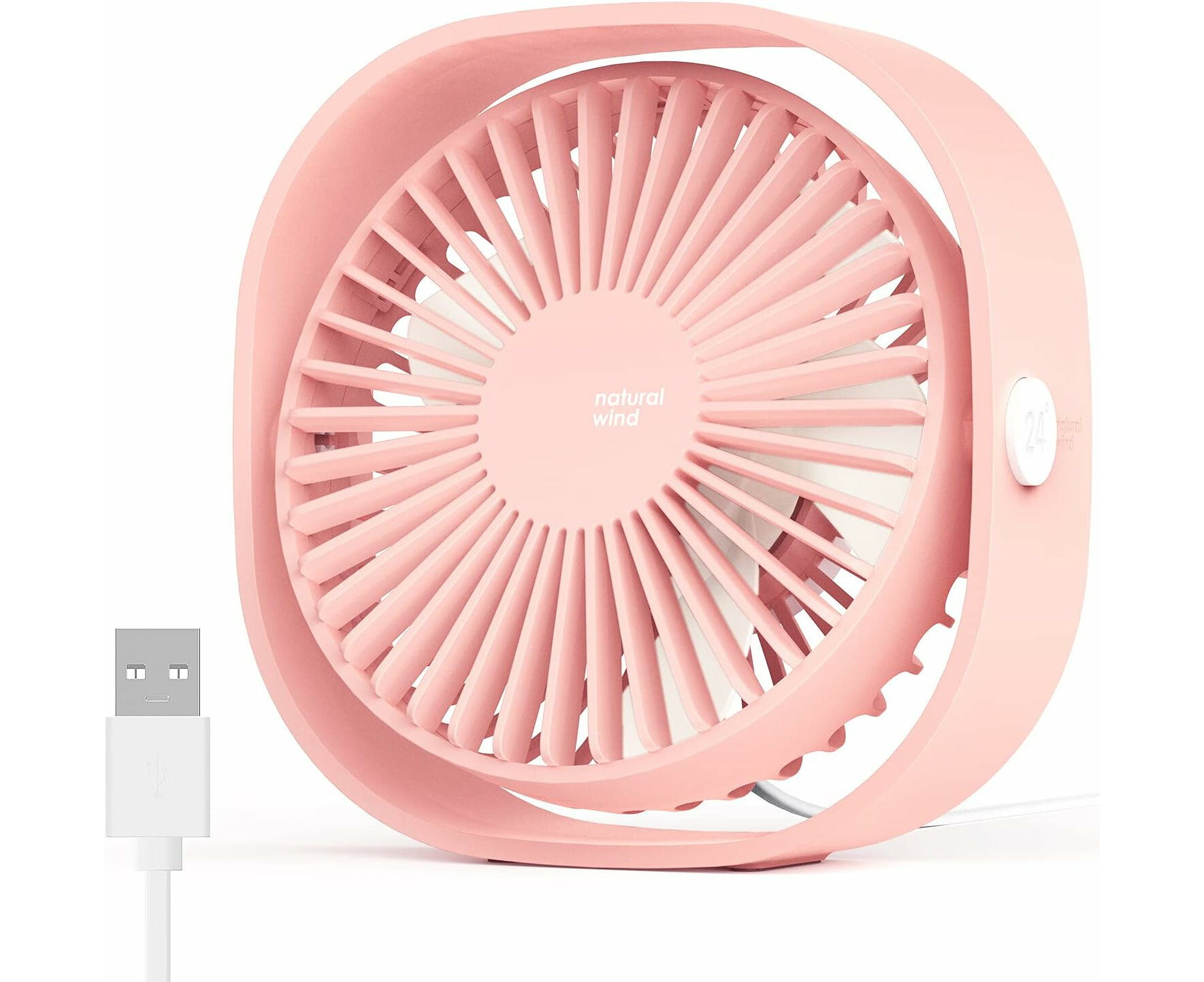 Мини вентилятор для стола USB - Розовый, Синий, 3 скорости вращения, 360° поворот, USB питание, размер 129*122*52мм, для дома, офиса, портативный, бесшумный, мощный, простой в эксплуатации, 2021 год, энергоэффективный, экологичный, без батареи, совместим