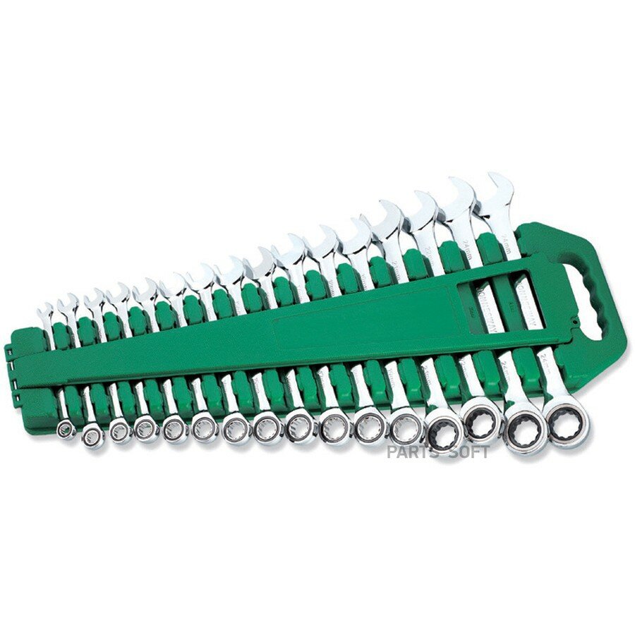 W45516S Набор ключей гаечных комбинированных трещоточных на держателе, 8-24 мм, 16 предметов от официального дистрибьютора, JONNESWAY, артикул W45516S