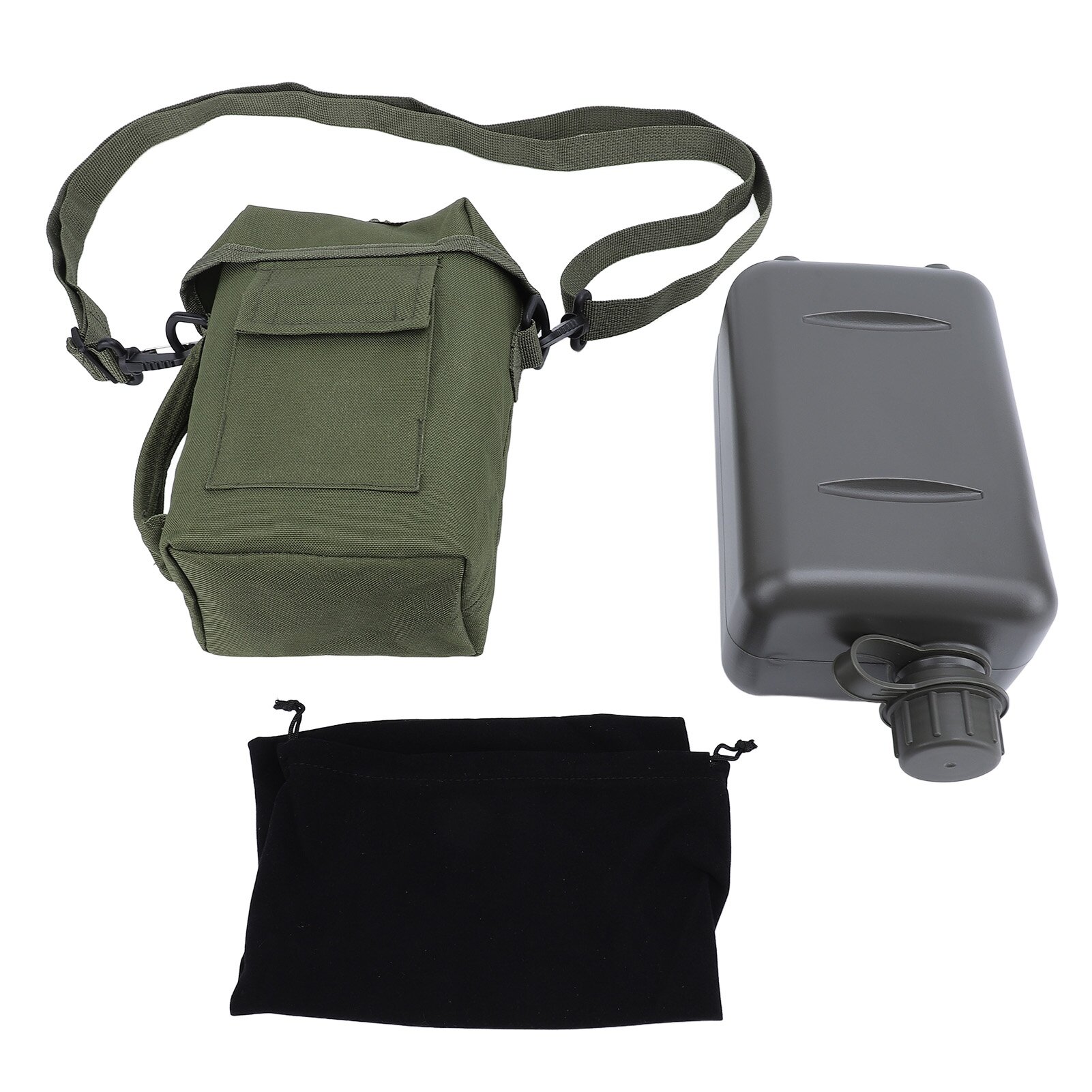 Бутылка для воды объемом 2 л с поясной сумкой, вместительный, герметичный, из ПВХ, для активного отдыха, спорта и путешествий, цвет оливково-зеленый.