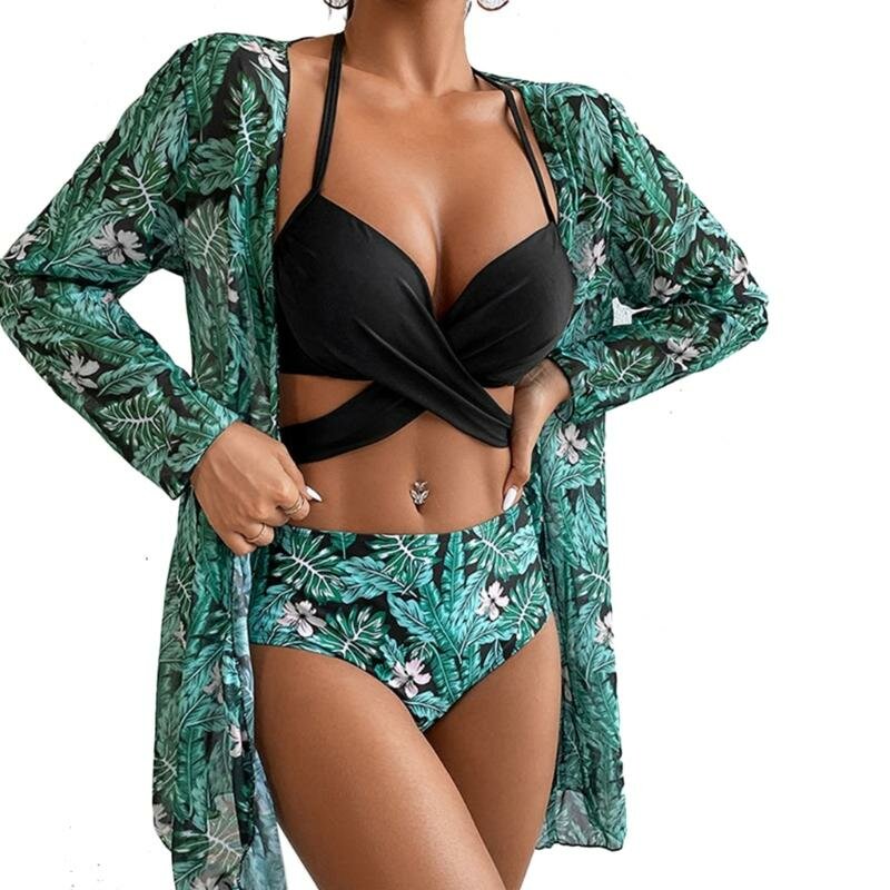 Пляжный кимоно-накидка для женщин, Зеленый - M