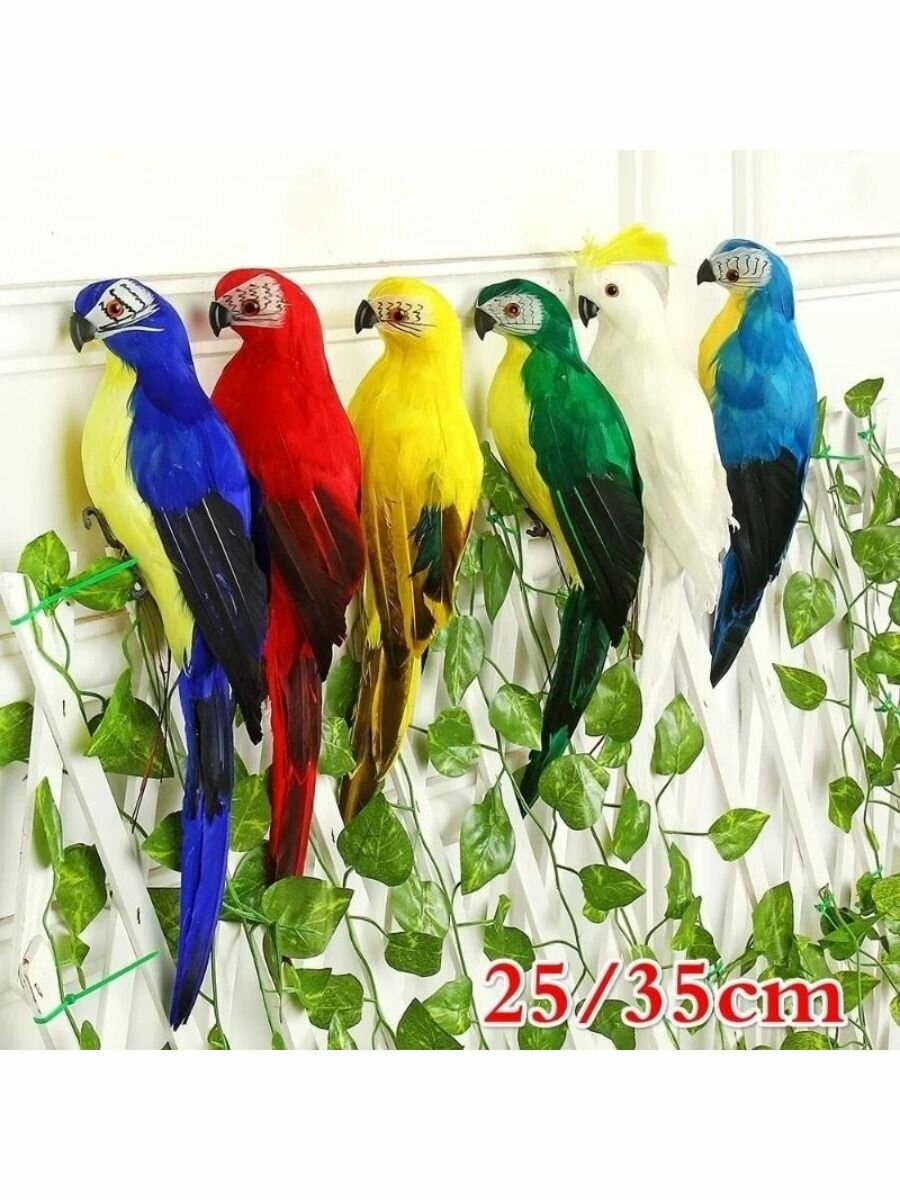 Желтый искусственный попугай Декоративная фигурка для интерьера